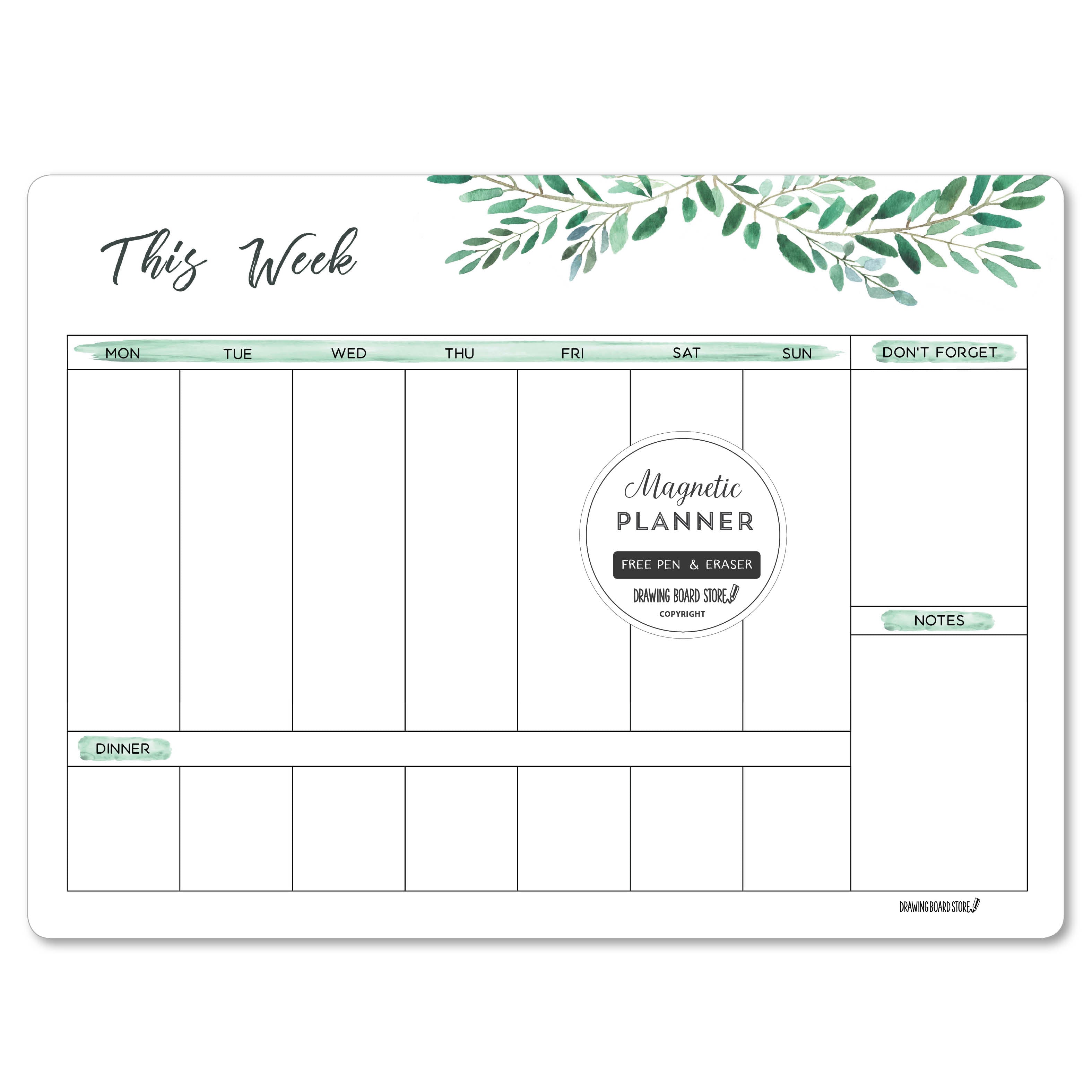 WEEKLY PLANNER Watercolour Leaves – Drawing Board Store