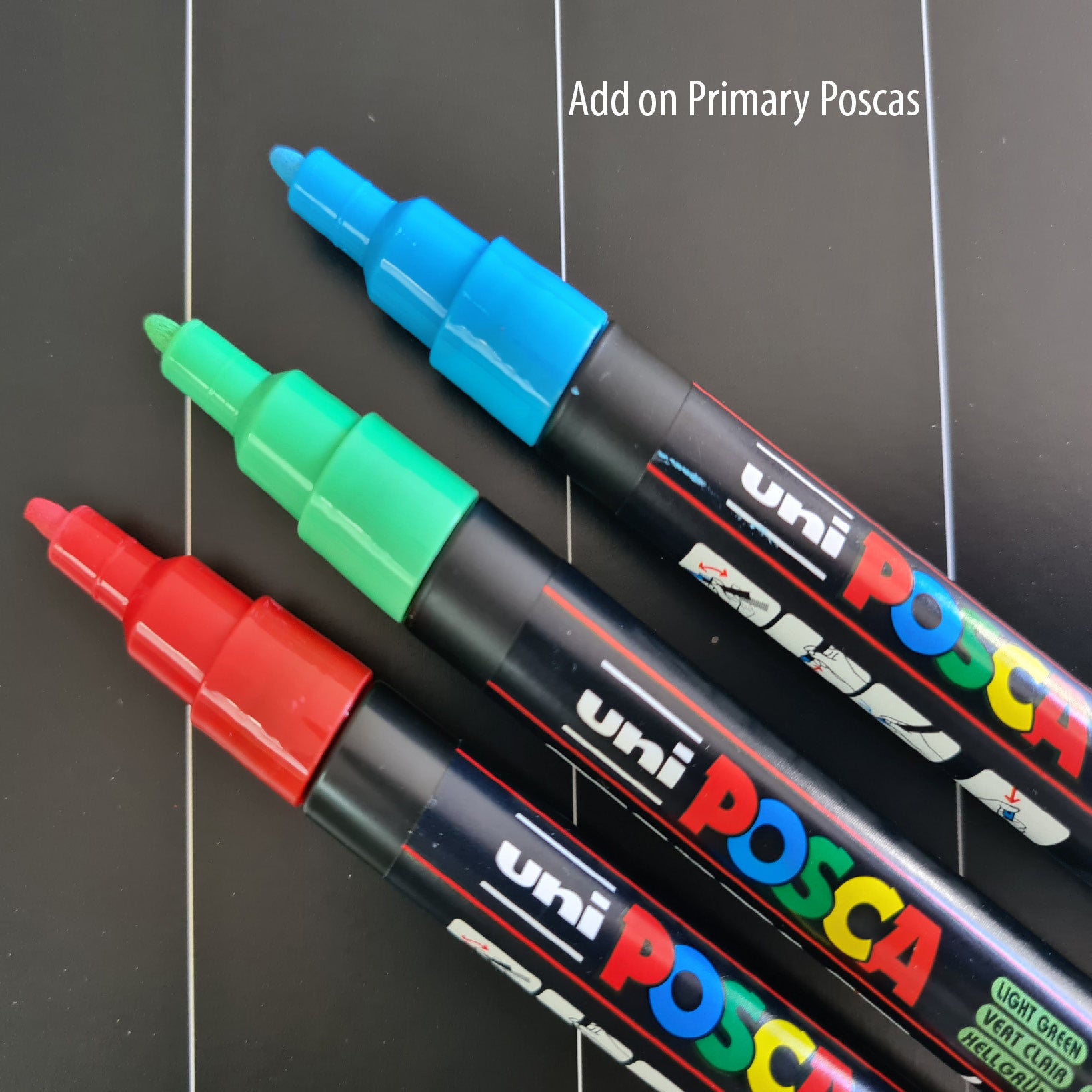 3 COLOURED POSCA PENS Primary – Drawing Board Store